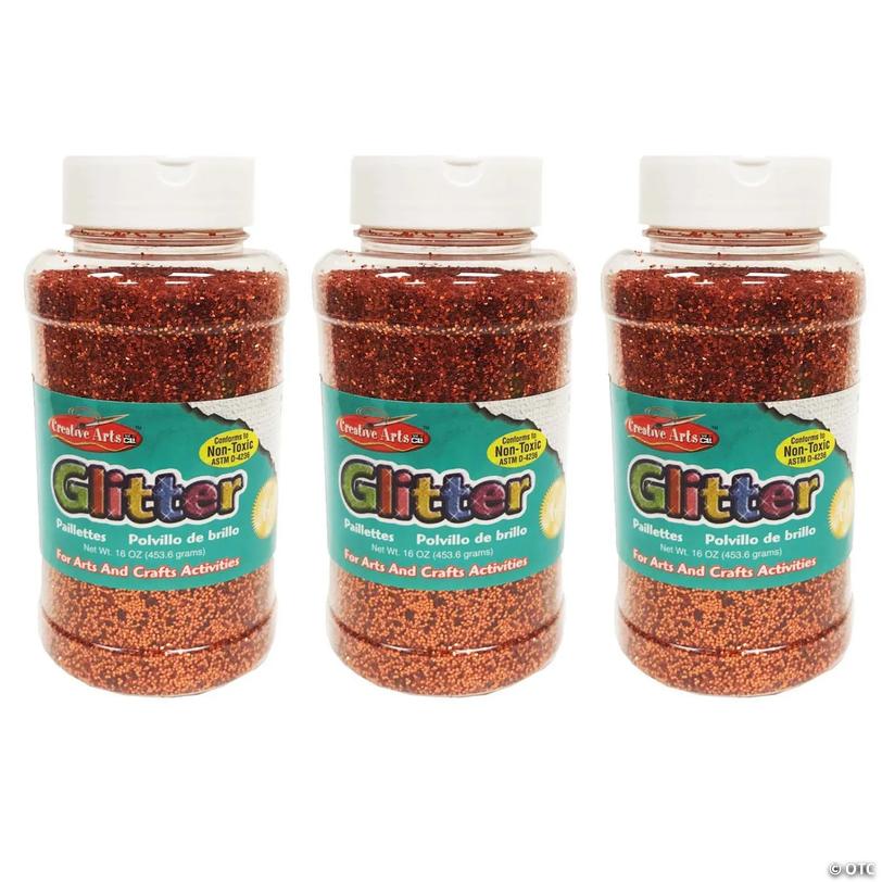 Charles Leonard Creative Arts Glitter, 1 lb. Bottle, Orange, Pack of 3 ...