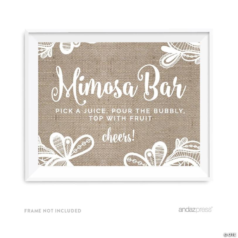 Burlap Lace Mimosa Bar Sign 8.5x11 | Oriental Trading
