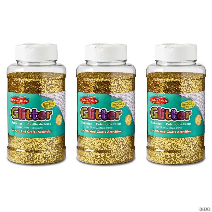 Charles Leonard Creative Arts Glitter, 1 lb. Bottle, Gold, Pack of 3 ...