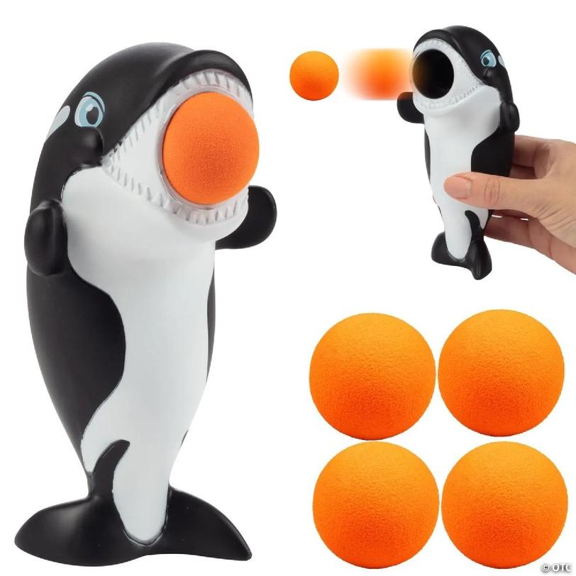 Hog Wild Orca Whale Ball Popper Toy - Includes 4 Soft Foam Balls ...