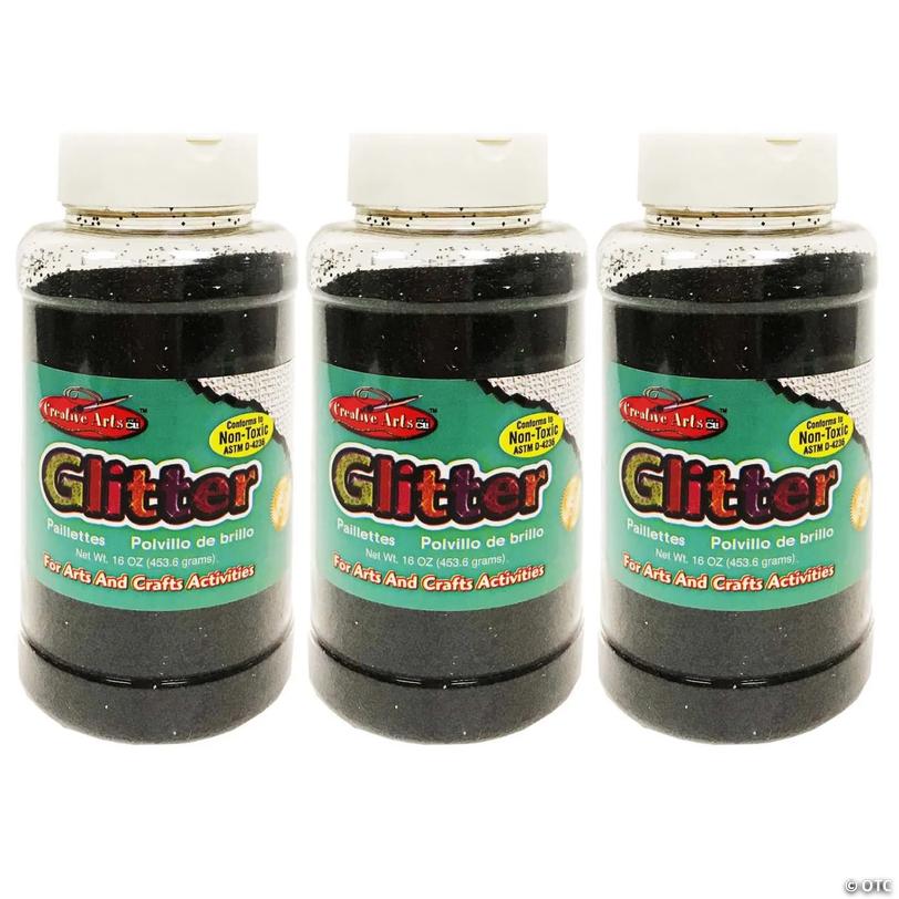 Charles Leonard Creative Arts Glitter, 1 lb. Bottle, Black, Pack of 3 ...